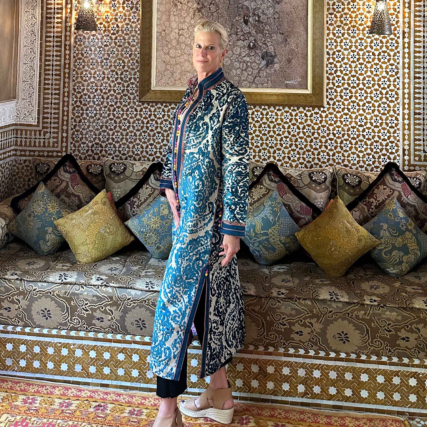 MARRAKESH: BLUE AND CREAM JACKET – Susanna Salk Style