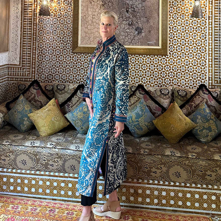 MARRAKESH: BLUE AND CREAM JACKET – Susanna Salk Style